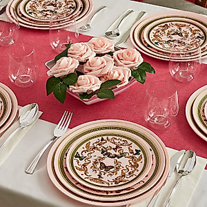 Butterfly Garden Plastic Salad Plates for Party (10 PC) Heavy Duty Disposable Dinner Set 9", Fine China Look Dishes for Baby Showers, Birthdays, Weddings, Engagements & Events - Blush - Versi