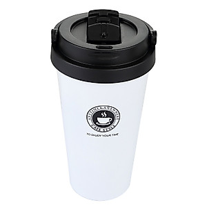 Jason&Eva 18/8 Stainless Steel Double Wall Vacuum Insulated Travel Coffee Mug with Handle/Portable Thermal Cup,Wide Mouth Tumbler with Leak Proof Lid,17oz,White