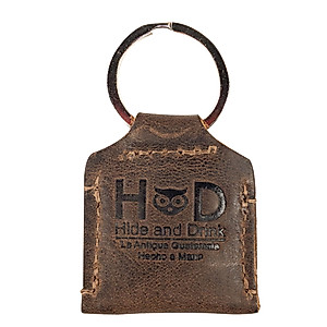 Hide & Drink, Squared Case for SD Card with Keyring, Rustic Keychain for Guitar Pick, Full Grain Leather, Handmade, Swayze Suede