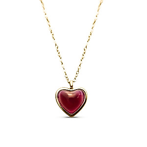 Red Heart Necklace Real Agate Crystal 18kt Gold Red Agate Necklace Heart Necklace Crystal Heart Pendant Agate Gemstone Necklace for Her Dainty Heart Necklace Boho Heart Jewelry