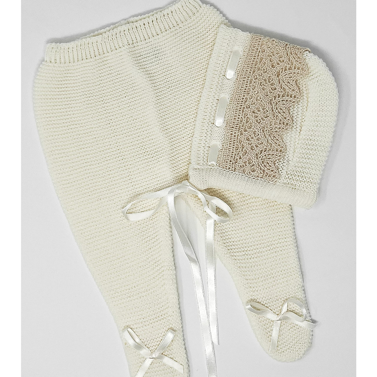 Escalett Layette Newborn Baby Knitted Clothes Set, Coming Home Infant Knit Outfit for Boys and Girls (1136, Beige, Newborn)