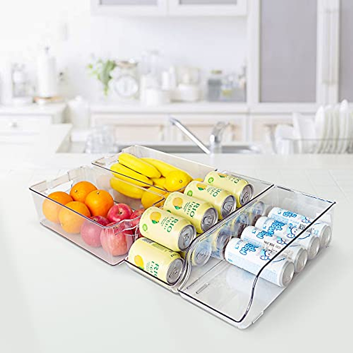 Puricon Can Drink Dispenser Organizer Bundle with Clear Kitchen Organizer