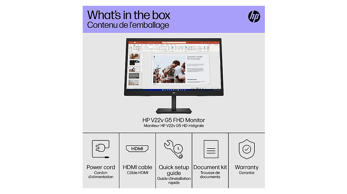 HP V22v G5 FHD Monitor - Stunning Visuals & Eco-Friendly