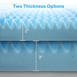 YUGYVOB King Size Mattress Topper, Cooling Gel Infused Mattress Topper,7 Zone Egg Crate Foam, CertiPUR-US Certified, 2-Inch (76 * 79 Inch)