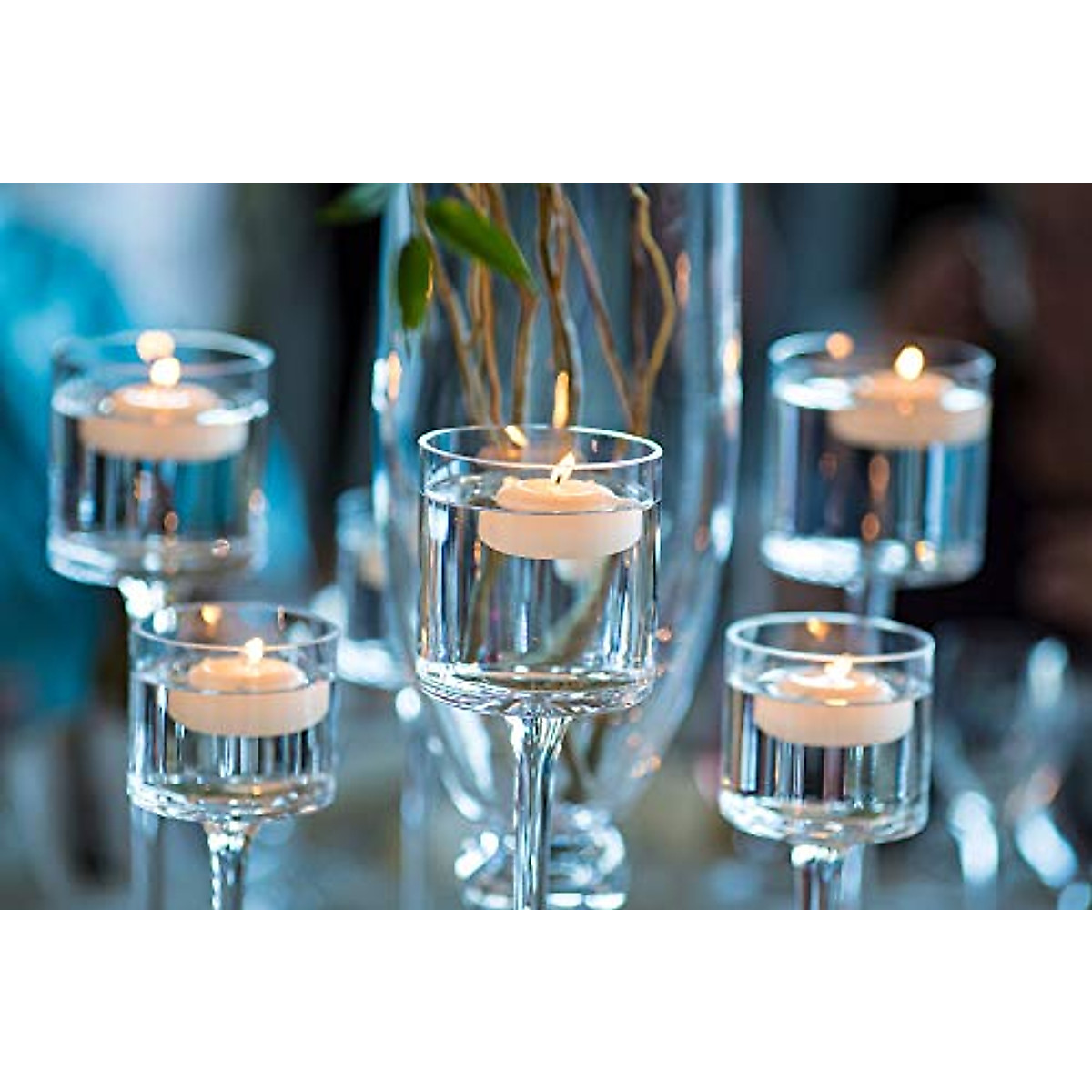 The Dreidel Company Unscented Floating Candles, Set of Ivory Floating Tea Lights Candles with Nice and Smooth Flame, Party Accessories (60-Pack)