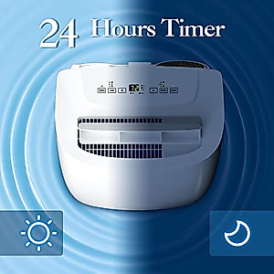 14000 BTU Portable Air Conditioners, Portable AC Unit with 90° Adjust Angle Powerful Cooling for Room Up to 500 Sq. Ft, 3 in 1 Air Conditioner, Dehumidifier & Fan Modes, with Remote, 24Hrs Timer, White