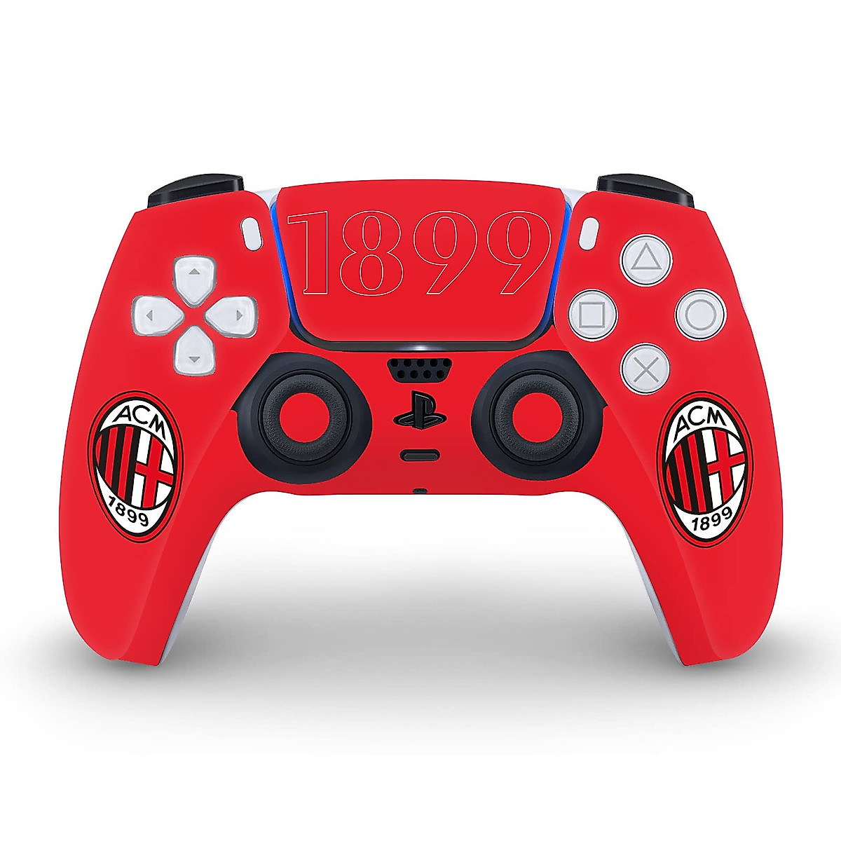 Head Case Designs Officially Licensed AC Milan 1899 Black Logo Art Vinyl Faceplate Sticker Gaming Skin Decal Cover Compatible With Sony PlayStation 5 PS5 Disc Edition Console & DualSense Controller
