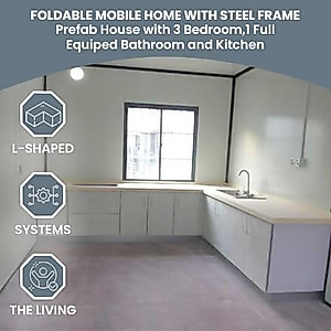 _20ft Expandable Container House | Prefab Expandable Foldable Homes | Portable Prefabricated 2 Bedroom, 1 Bath Living & Kitchen | Modular Steel Frame Home | Insulated and Easy Assembly [RED]