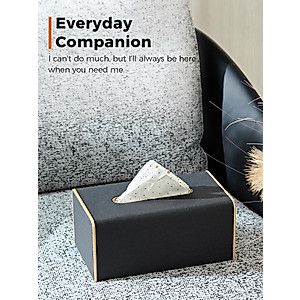 Cloudever Tissue Box Holder Cover Rectangular, Modern PU Leather Decorative Tissue Holders Organizer-Starry Black