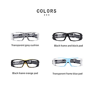 SooGree Racquetball Goggles - Sports Glasses Basketball Football Protective Eyewear Anti Fog Shock Absorption with Adjustable Strap (G8015 Black frame black pad)