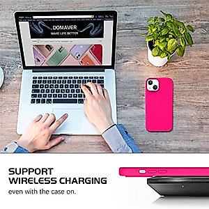 DOMAVER for iPhone 13 Case Silicone Soft Gel Rubber Microfiber Lining Cushion Protective Cover for iPhone 13- Hot Pink