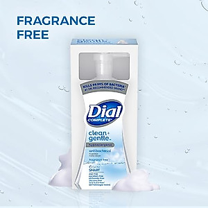 Dial Complete Clean + Gentle Antibacterial Foaming Hand Wash, Fragrance Free, 7.5 fl oz, 8 Count Case