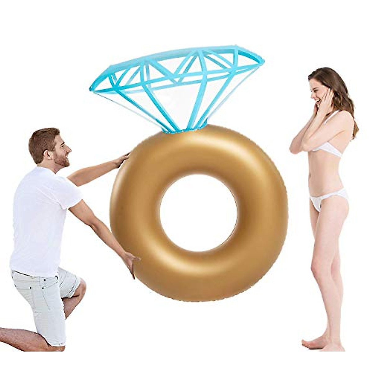 Jasonwell Inflatable Diamond Ring Pool Float - Engagement Ring Bachelorette Party Float Stagette Decorations Swimming Tube Floaty Outdoor Water Lounge Floats for Adults
