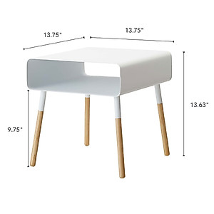 YAMAZAKI home Plain Side Table with Storage Shelf White