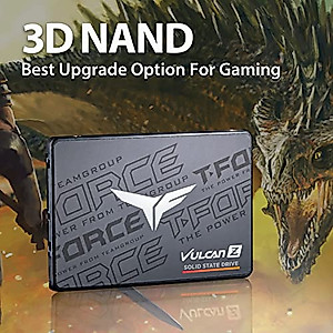 TEAMGROUP T-Force Vulcan Z 240GB SLC Cache 3D NAND TLC 2.5 Inch SATA III Internal Solid State Drive SSD (R/W Speed up to 520/450 MB/s) T253TZ240G0C101