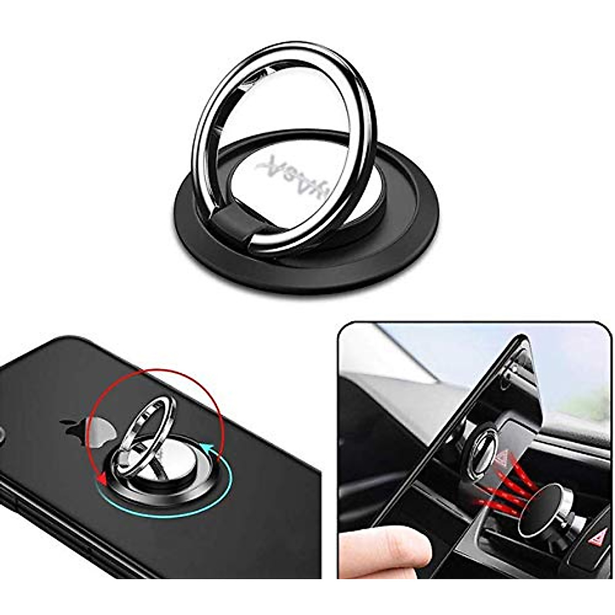 AyAsA Phone Ring Holder – 3mm Ultra Thin Sleek Design with Metal Plate for Magnetic Mount | Compatible with Cell Phone Car Mount, Tablet and Any Smartphones - 180 Foldable, 360 Rotation (Blue)