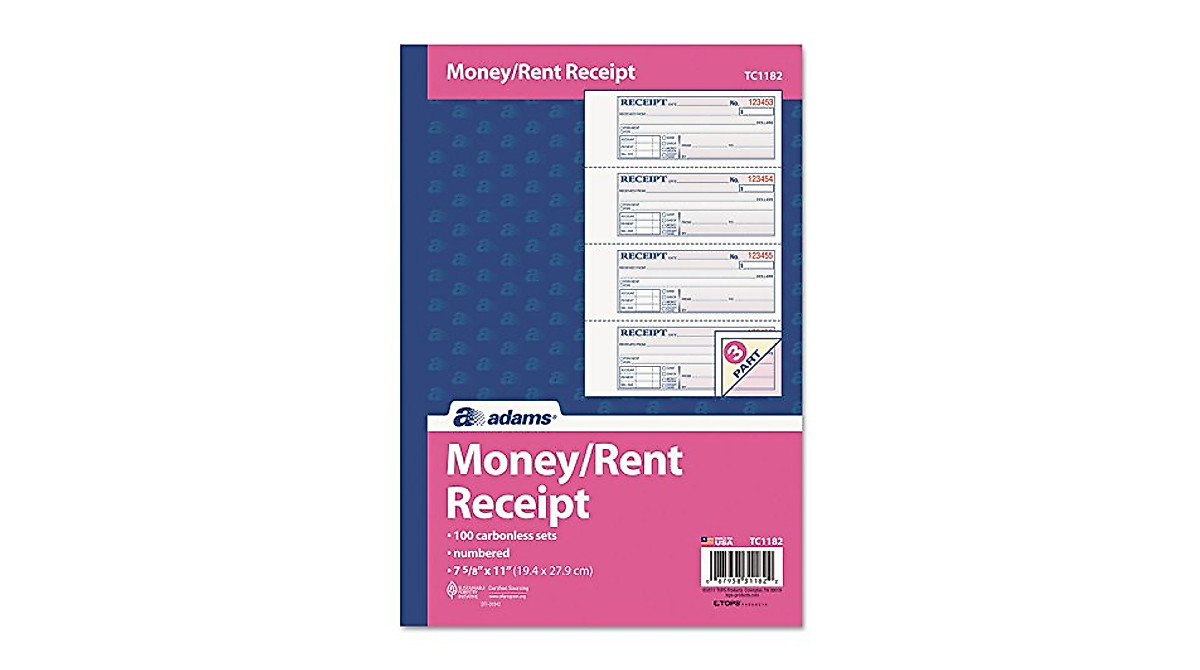 Adams TC1182 Receipt Book - 3-Part Carbonless 100 Forms