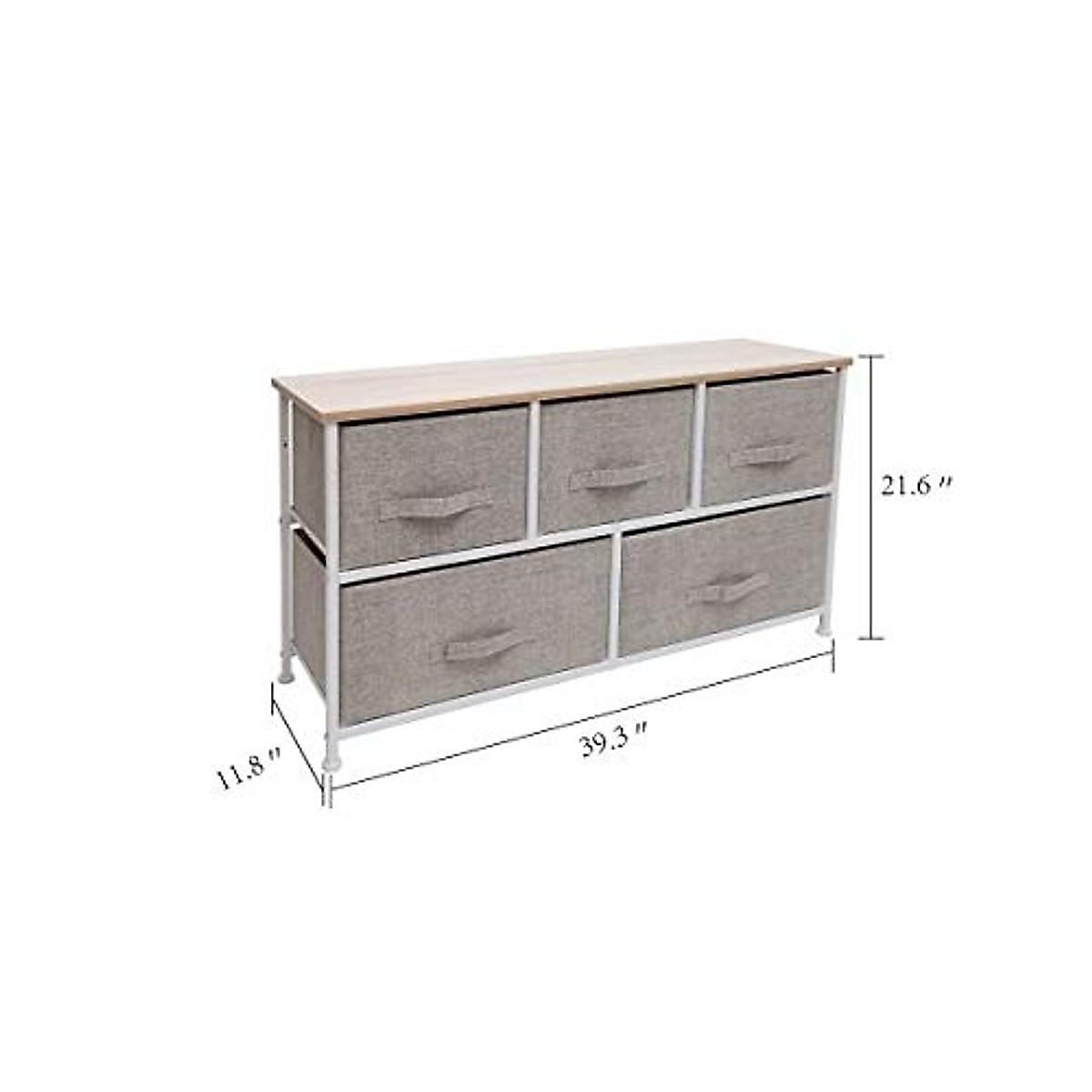 East Loft Extra Wide Dressers for Bedroom Cheap Closet Dresser for Nursery - Storage Dresser with 5 Fabric Drawers - Easy Assembly Small Dresser for Closet Kids Clothes Organizer (Beige)