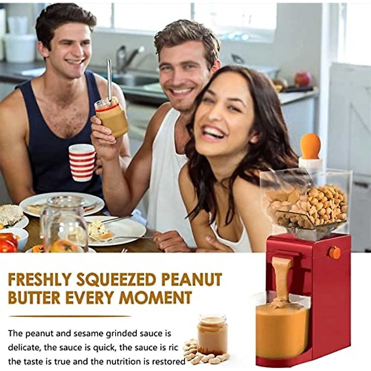 Peanut Butter Maker Nut Grinder, Small Cooking Machine, Home 110V/220V 120W Kitchen Butter Machine, Peanuts Cashews Almonds Hazelnut