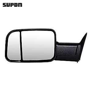 SUPDM Pair Towing Mirrors Compatible with Towing Mirrors 94-01 Dodge Ram 1500, 94-02 Ram 2500 3500 Truck Manual Adjusted Side Black Housing Set Left+Right