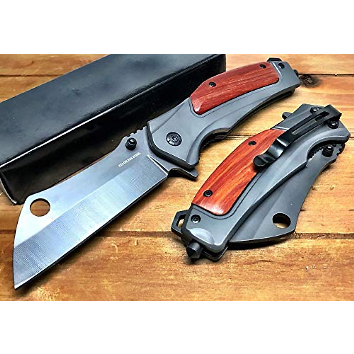 Super Knife Folding Pocket Knife 8" Spring Assisted Tactical Knife with Stainless Steel 3.5" Blade for Tactical Rescue, Self Defense, Hunting, Survival Glass Breaker Knives