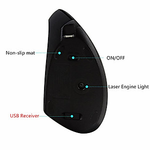 Left-Handed Mouse, Rechargeable 2.4G Wireless Ergonomic Vertical Mice with USB Receiver, 6 Buttons and 3 Adjustable DPI 800/1200/1600 for Laptop Computer PC Desktop (Left Hand)