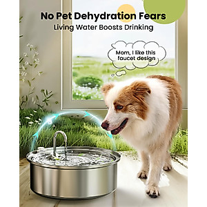 oneisall Dog Water Fountain for Large Dogs,7L/230oz/1.8G Stainless Steel Dog Fountain Super Quiet with Triple Filtration,Great for Large Dogs Cats and Multi-Pet Home