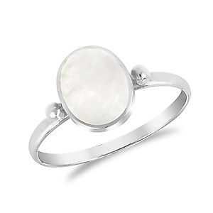 AeraVida Simply Stunning Oval Shaped White Mother of Pearl .925 Sterling Silver Ring | Classic Wedding Rings For Women | Casual Comfort Fit Silver Rings for Women | Gift for Women (10)