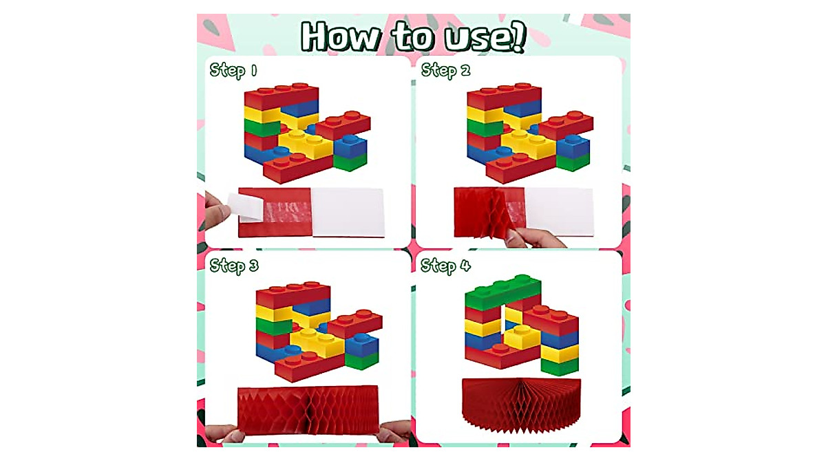 Building Block Birthday Party Decorations - 9 Honeycomb Centerpieces
