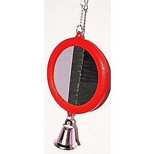 Hypeety Pet Bird Mirror with Bell Interactive Parrot Toy Bird Cage Mirror for Cockatiel Parakeets Canaries Budgie (Green)