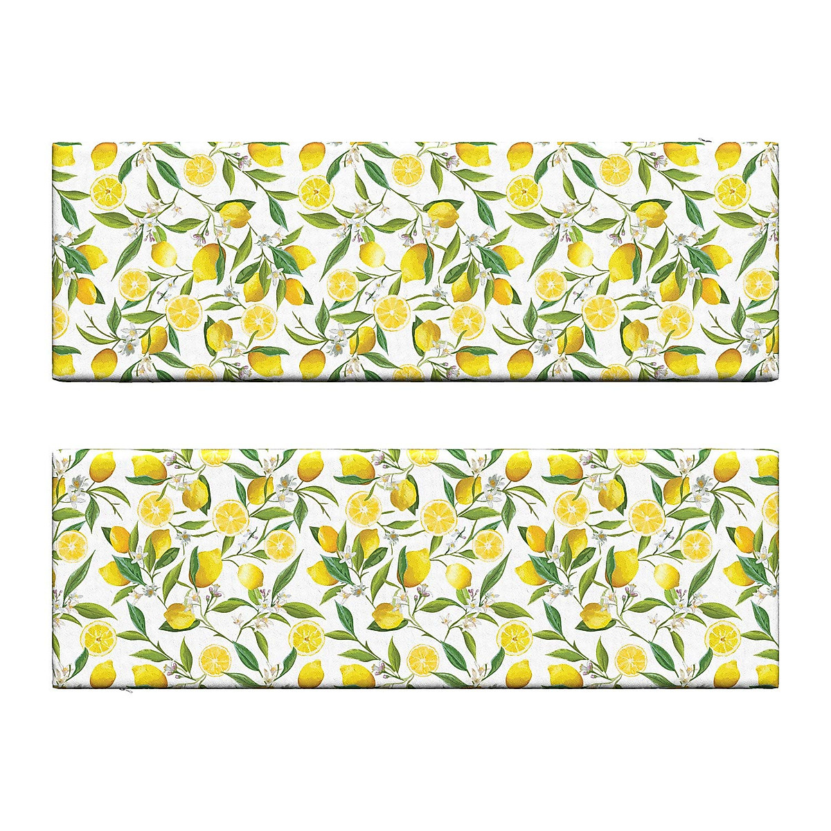 Ambesonne Nature Bench Cushion Set of 2, Exotic Lemon Tree Branches Yummy Delicious Kitchen Gardening Design, Standard Size Foam Pad and Decorative Cover, 45" x 15" x 2", Fern Green Yellow White