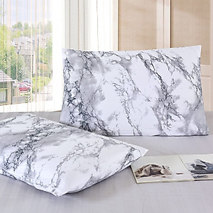 LRZG Marble Morden Pillow Cases,White Grey Art Ink Painting Marble Print high end Pillow Cases,100% Polyester Ultra Soft Bedding 20"X26"