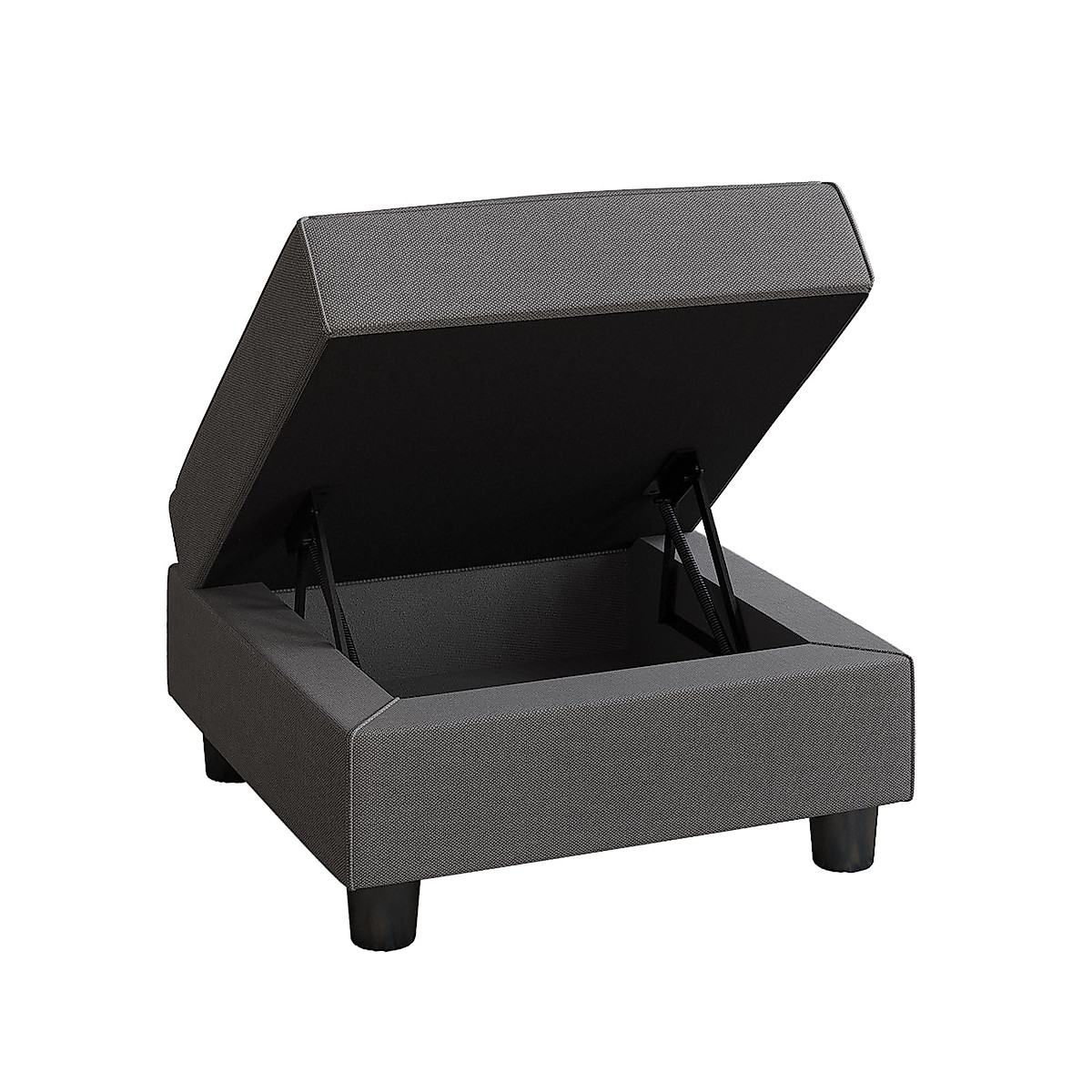 LLappuil Modular Sectional Storage Couch Ottoman Seats，Storage Ottoman Footrest Modules for Customizable Sectional Sofa, Breathable Solft Fabric, Washable, Removable, Dark Grey