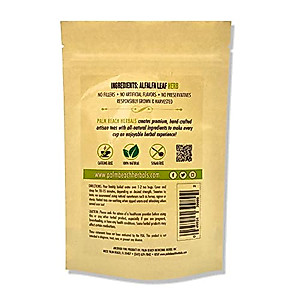 Alfalfa Leaf Tea - Pure Herbal Tea Series by Palm Beach Herbals (30 Tea Bags) 100% Natural