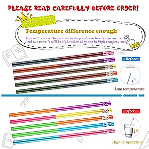 Sabary Color Changing Mood Pencil with Eraser Wooden Fun Pencils Assorted Color Thermochromic Cool Heat Activated Metallic Glitter Pencils for Kids Students Gifts (30 Pieces)