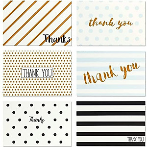 Assorted Thank You Cards Bulk, Blank Greeting Notes with Envelopes (4x6 In, 144 Pack)