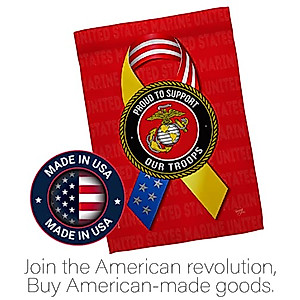 Breeze Decor Support Marine Troops Garden House Flag Set Armed Forces Corps USMC Semper Fi United State American Military Veteran Retire Official Banner Small Yard Gift Double-Sided, Made in USA