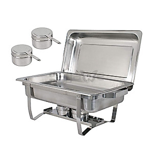 Thaweesuk Shop New 8QT 4 Pack Catering Stainless Steel Chafer Chafing Dish Sets Full Size Buffet 24"x14"x11.4" (LxWxH) of Set