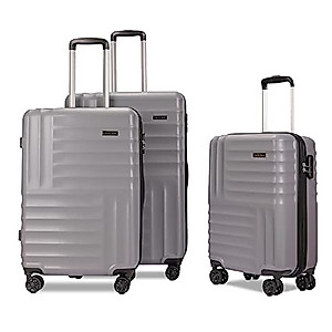 GinzaTravel Luggage Sets 3-Piece Expandable Suitcases with 4 Wheels PC+ABS Durable Hardside Luggage sets TSA lock(Gray, 3-Piece Set(20"/24"/28"))