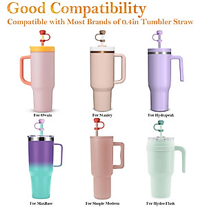 4Pcs Straw Covers Cap for 40-20 Oz Stanley Tumbler with Handle, 0.4in 10mm Soft Silicone Straw Toppers Protector Lid for Stanley Cup Accessories, Dust-proof and Leak-proof Reusable Straw Tips Lids
