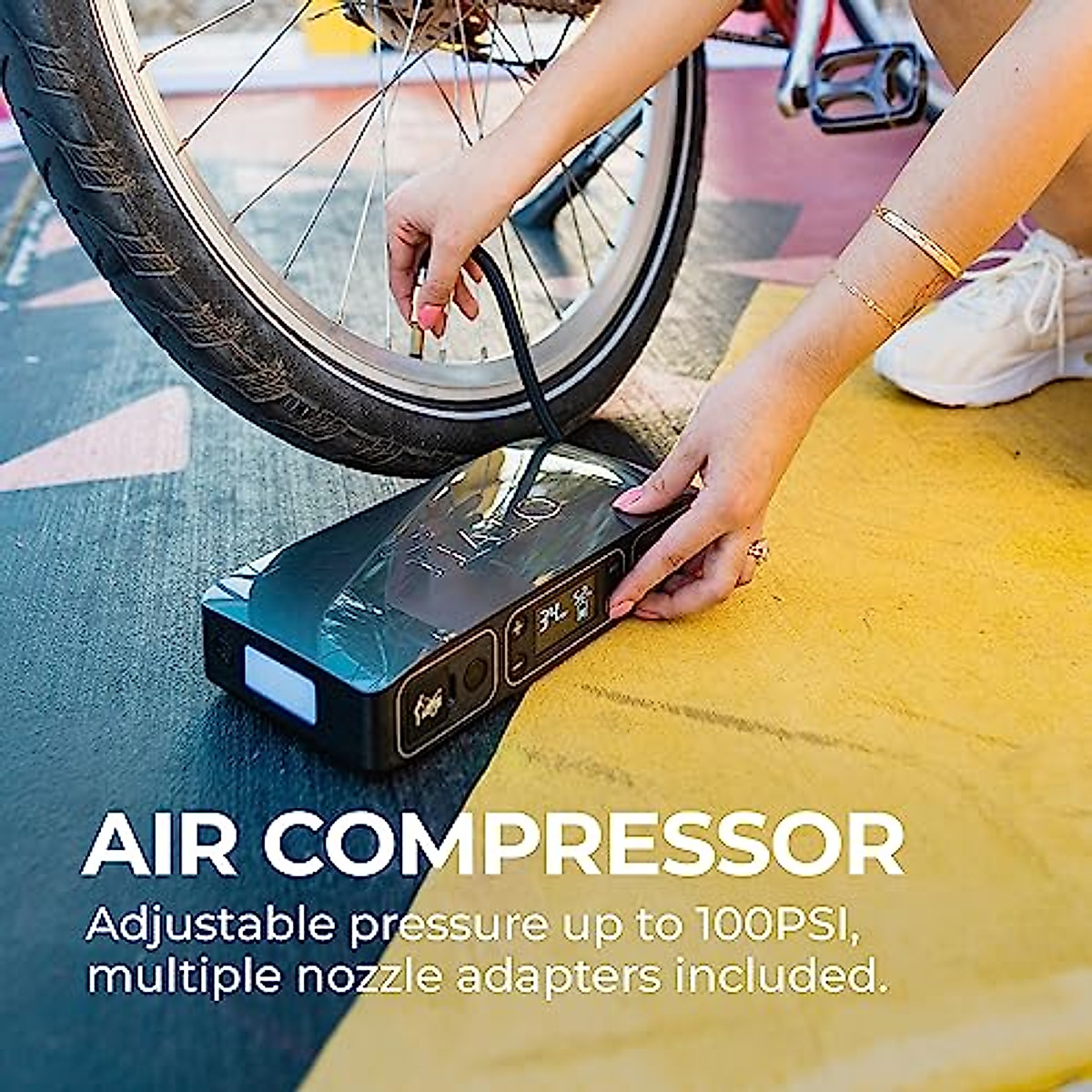 Halo Automotive Bolt Air 58830 mWh Portable Emergency Power Kit with Tire Pump, 4 Interchangeable Air Nozzles, Extra Accessory Kit, Car Jump Starter, and Car Charger - Camouflage