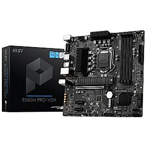 MSI B560M PRO-VDH ProSeries Motherboard (Micro-ATX, 11th/10th Gen Intel Core, LGA 1200 Socket, DDR4, PCIe 4, M.2 Slots, SATA 6Gb/s, USB 3.2, 2.5G LAN, DP/HDMI)