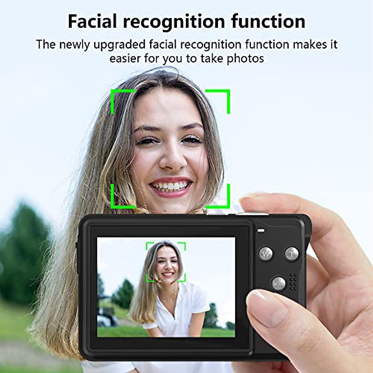 Xinsrenus 4k Digital Camera, 48 MP 20x Digital Zoom 2.7 Inch TFT-LCD Camera with Anti-Shake, Built-in Flash and Face Distinguish