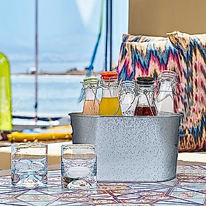 BARsics 5-Quart Galvanized Metal Tin Tub for Beverages, Beer Bottles, Planters and Décor - Lightweight and Durable - 12x8x6.5 inches (Pack of 2)