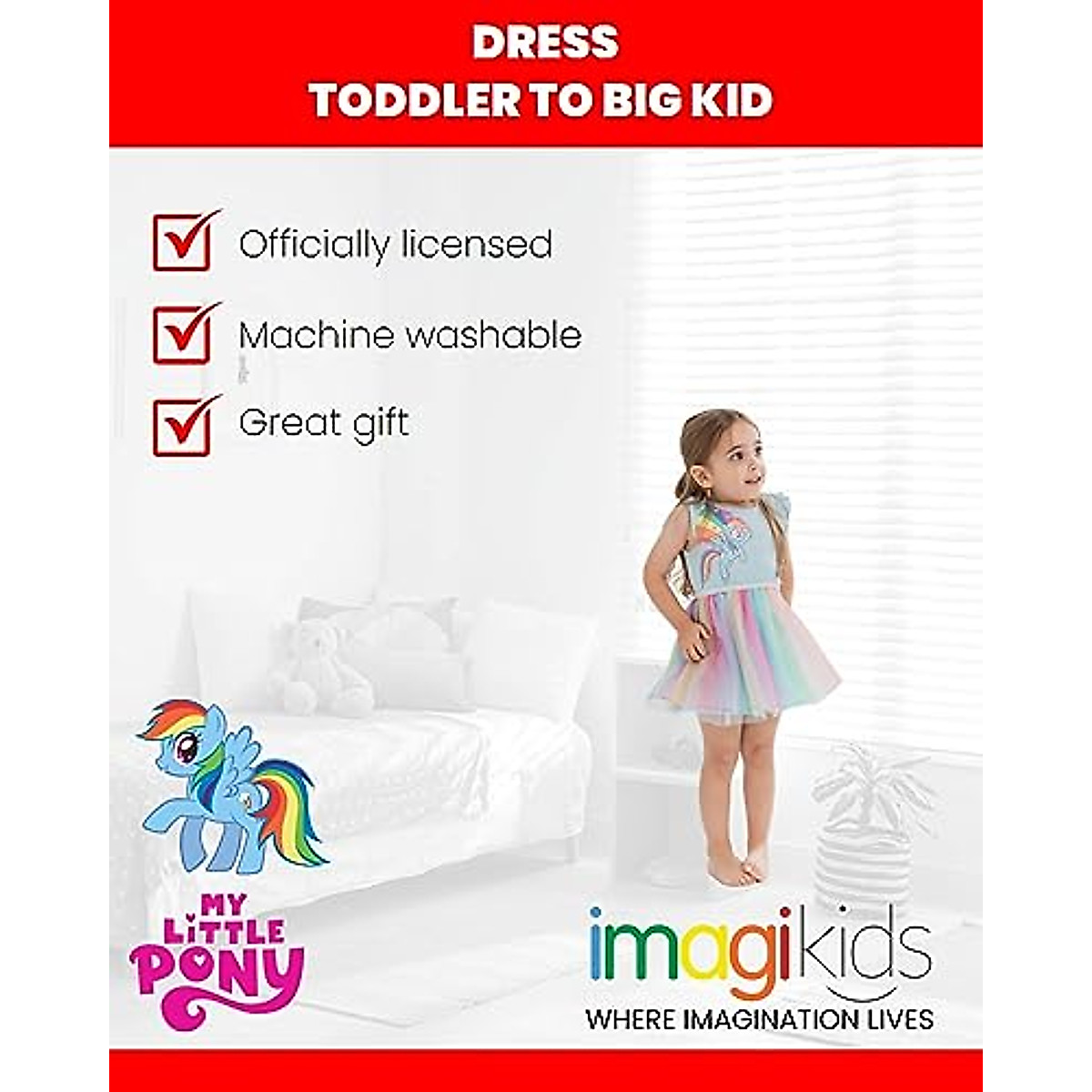 My Little Pony Rainbow Dash Toddler Girls Short Sleeve Dress Blue 2T