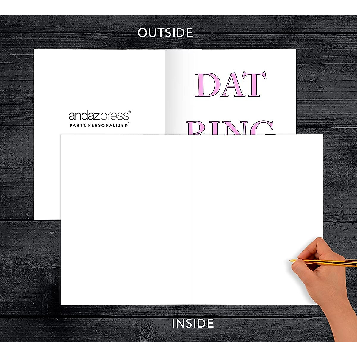 Andaz Press Funny Wedding Jumbo Card, Dat Ring Tho 8.5 x 11 inch Blank Congratulations Greeting Card with Envelope, Humour, Rude Card for Newlyweds, Bride and Groom, Engagement Party Card, 1-Pack