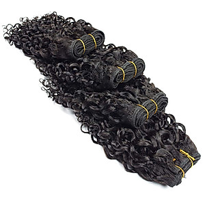 Selina Brazilian Curly Hair Bundles 4 Bundles Kinky Curly Short Human Hair Brazilian Virgin Human Hair 50 Gram/Bundle (8 8 8 8, Natural Color)