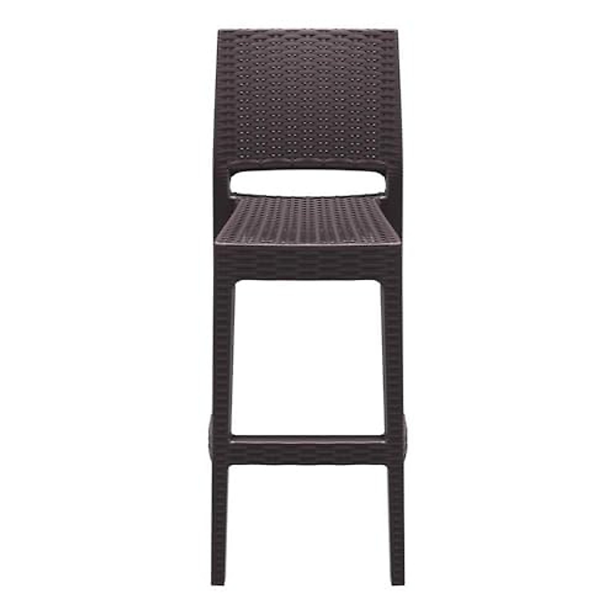 Home Square 30" Resin Wickerlook Patio Bar Stool in Brown - Set of 2