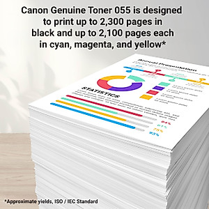 Canon Genuine Toner, Cartridge 055 Black (3016C001) 1 Pack, for Canon Color imageCLASS MF741Cdw, MF743Cdw, MF745Cdw, MF746Cdw, LBP664Cdw Laser Printers
