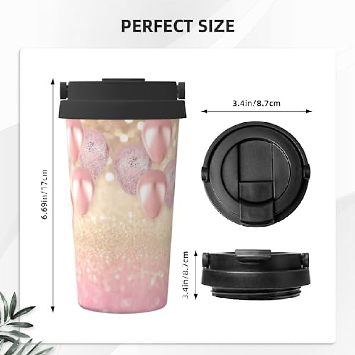 WANGXUEE Red glitter balloon Print 500ml Stainless Steel Travel Tumbler Double Wall Vacuum Insulated Coffee Mug